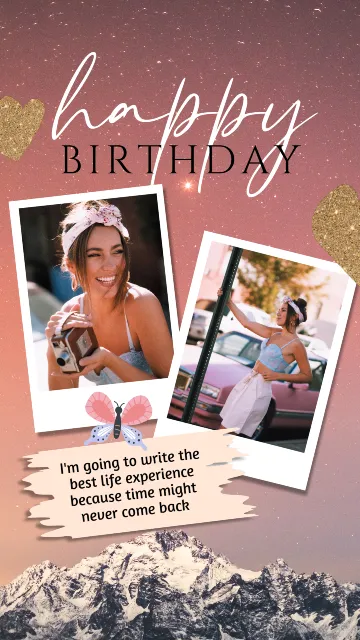 Aesthetic Happy Birthday Instagram Story Design Template PIXLR