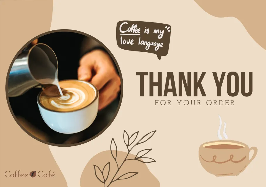 Thank You Card Graphic Abstract Love Language Coffee Café Design ...