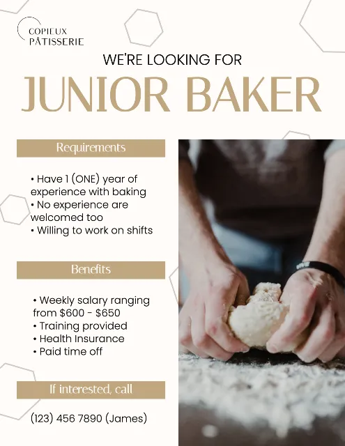 Hiring Ads - Baker Design Template | PIXLR