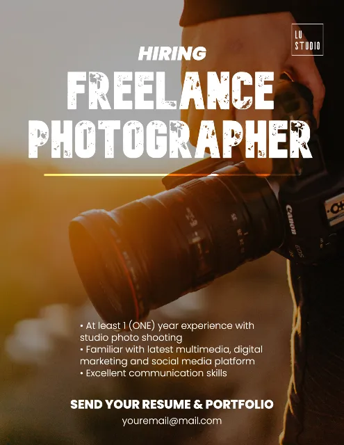 Hiring Ads - Photographer Folheto Modelos grátis de design para todas ...