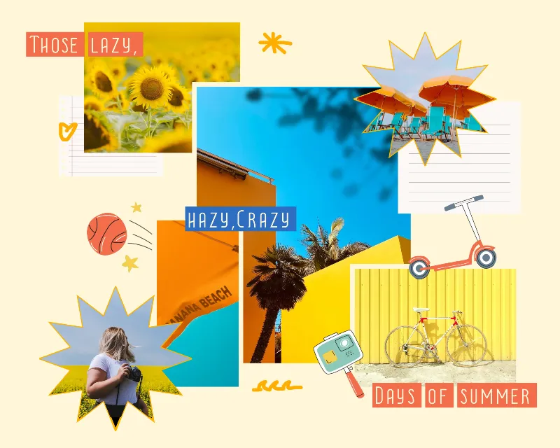 Orange and Blue Summer Collage Design Template | PIXLR