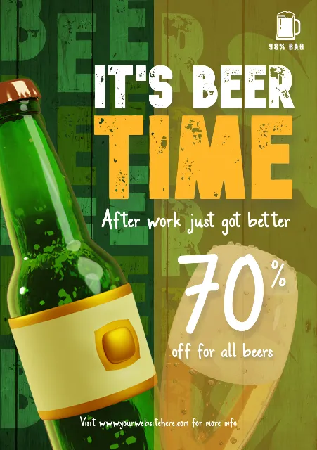 It's Beer Time 70 Percent Off Design Template | PIXLR