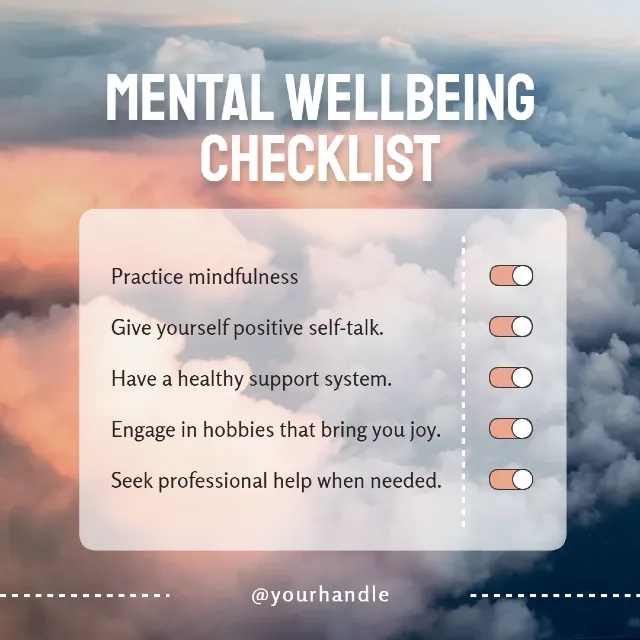Mental Wellbeing Checklist Design Template | PIXLR