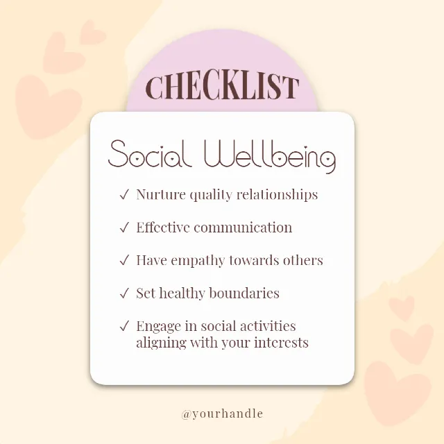 Social Wellbeing Checklist Design Template | PIXLR